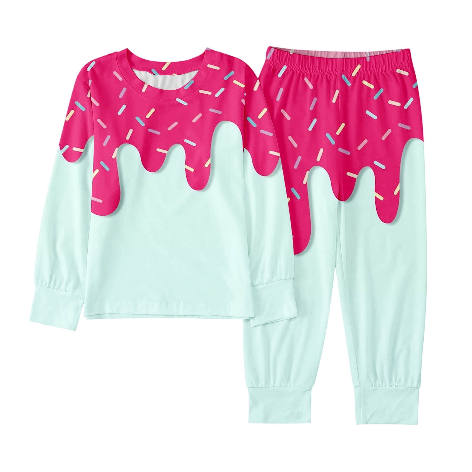 GBSYEWXS Toddler Teen Girls Outfits Sets Fall Ice Cream Print Long ...