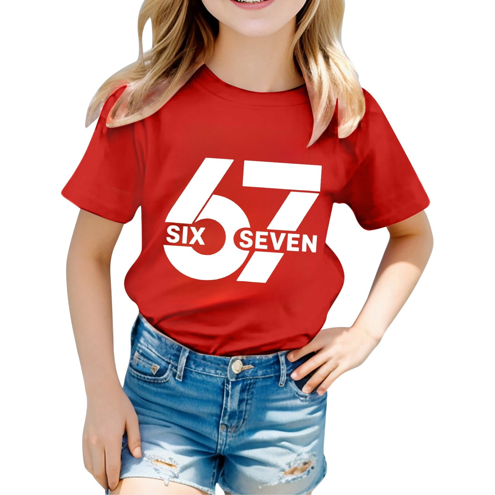 GBSYEWXS Tops For Girls Toddler Crew Neck Short Sleeve Number Print ...
