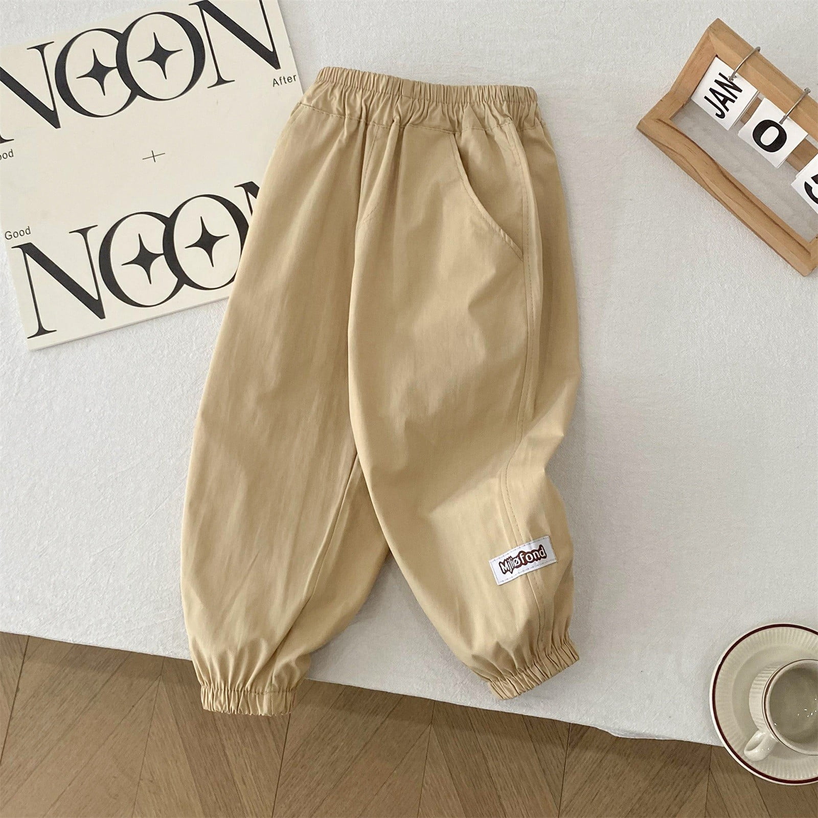 GBSYEWXS Trousers For Little Boys Kids Khakis Trendy Stretch Elastic Waist Khaki Pants Size 4-5 ...