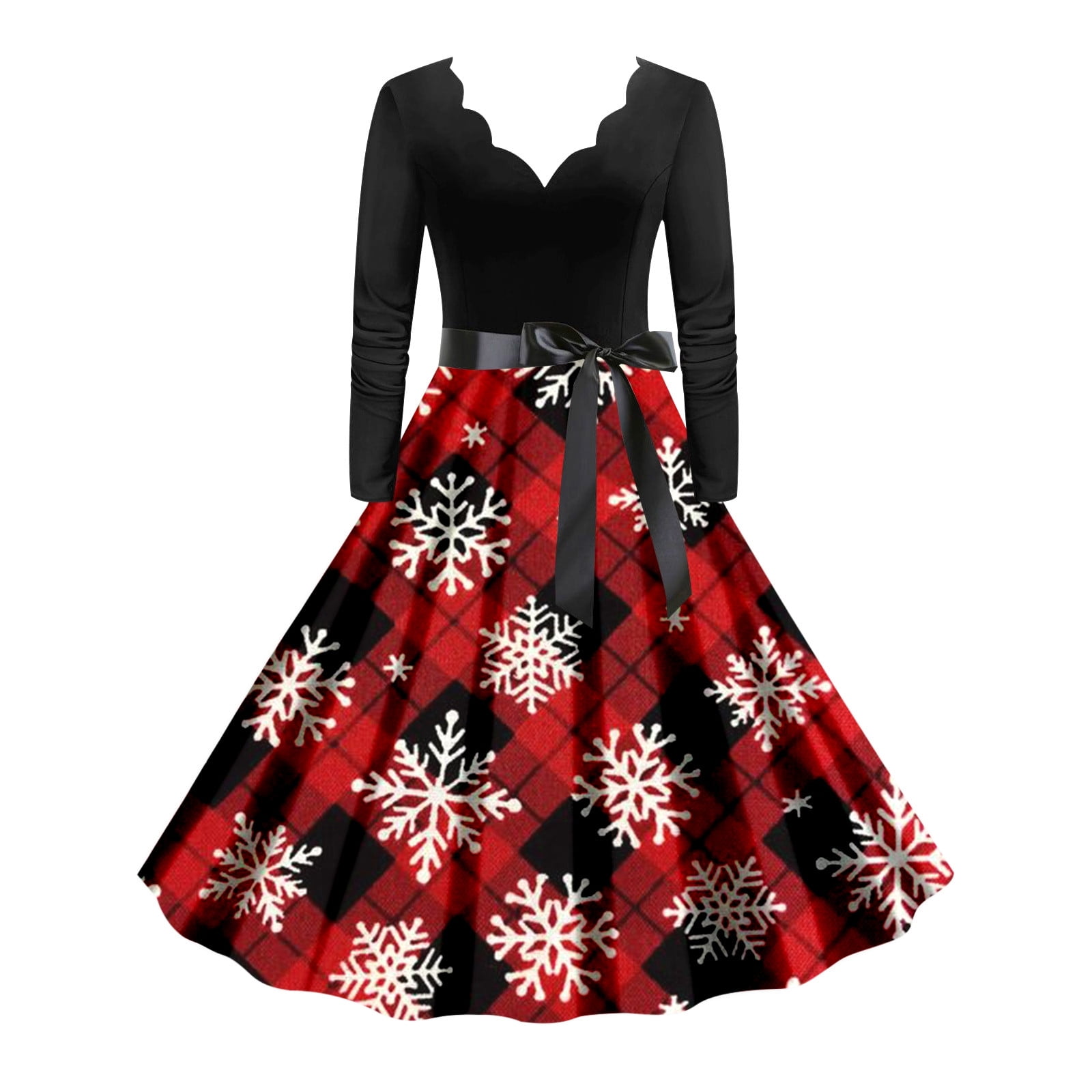 GBSYEWXS Women Dress A-Line V-Neck Long Sleeve Retr Comfortable Dresses ...