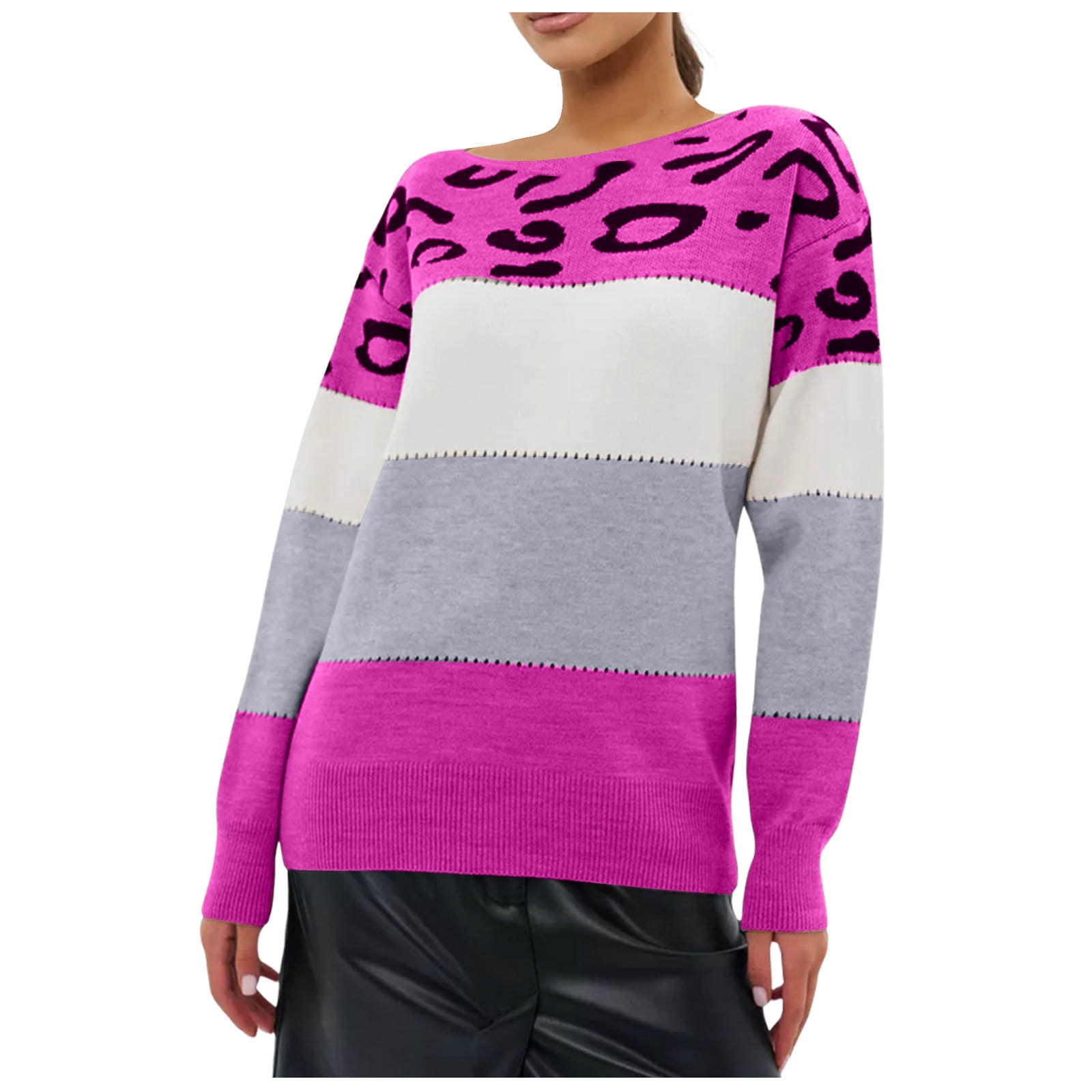GBSYEWXS Women Sweater Crew Neck Long Sleeve Pullover Outwear Color ...