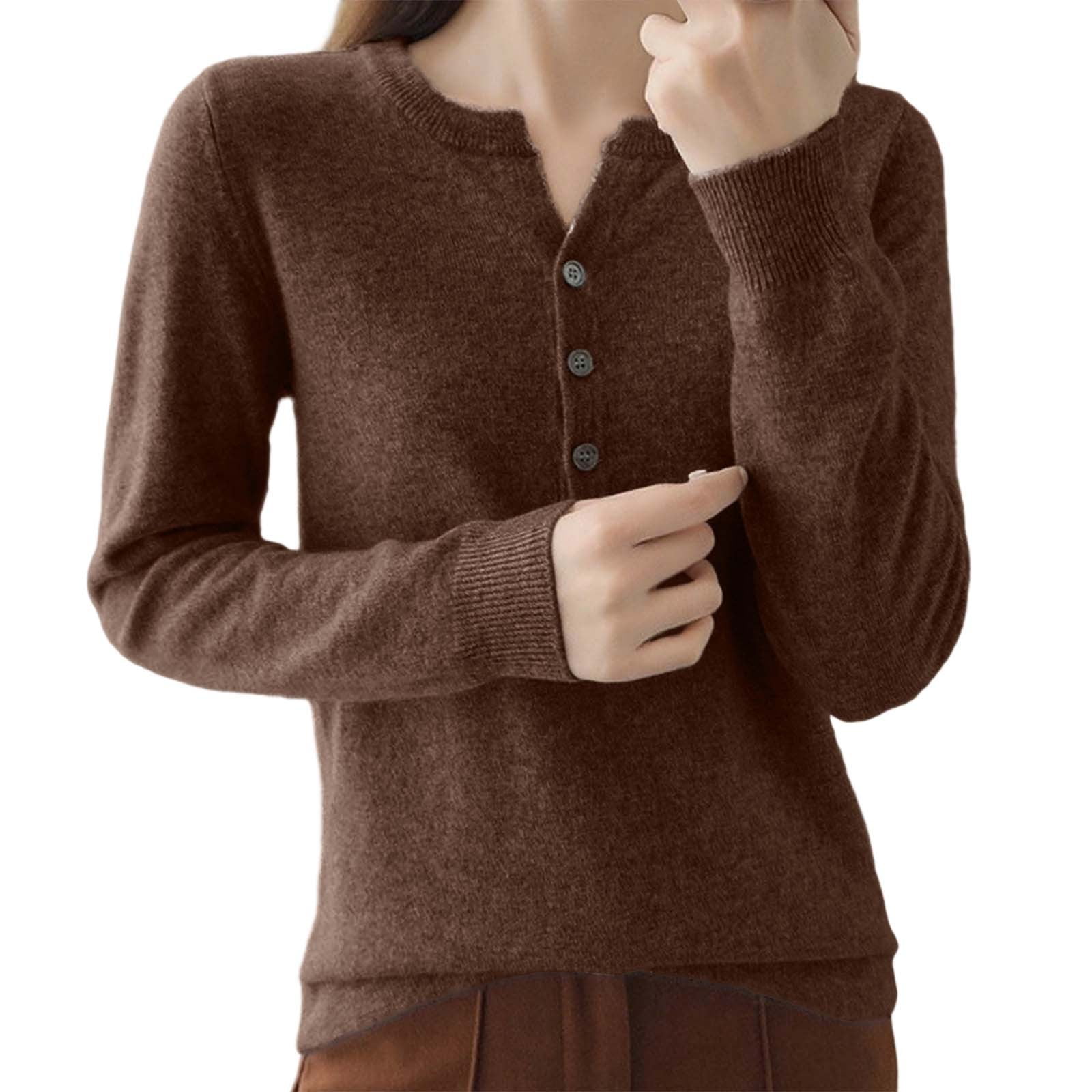 GBSYEWXS Women Sweater V-Neck Solid Color Long Sleeve Soft Stretch ...