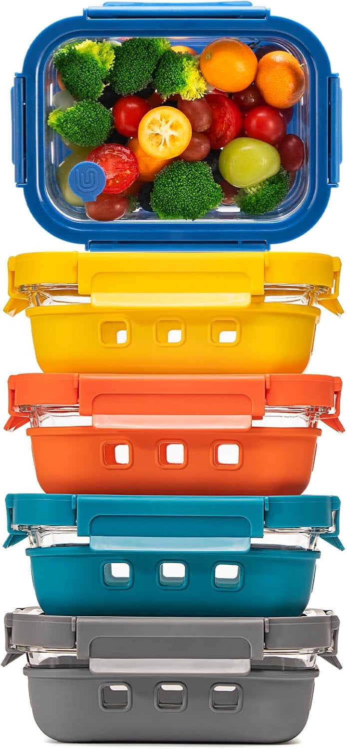 GC Glass Food Storage Containers with Glass Lids, Microwave Safe Glass ...