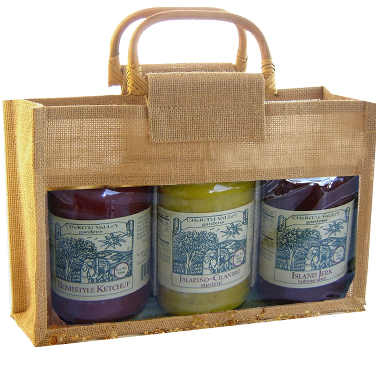 10.75" Natural Jute Bottle Gourmet Bags with Three Compartment ...