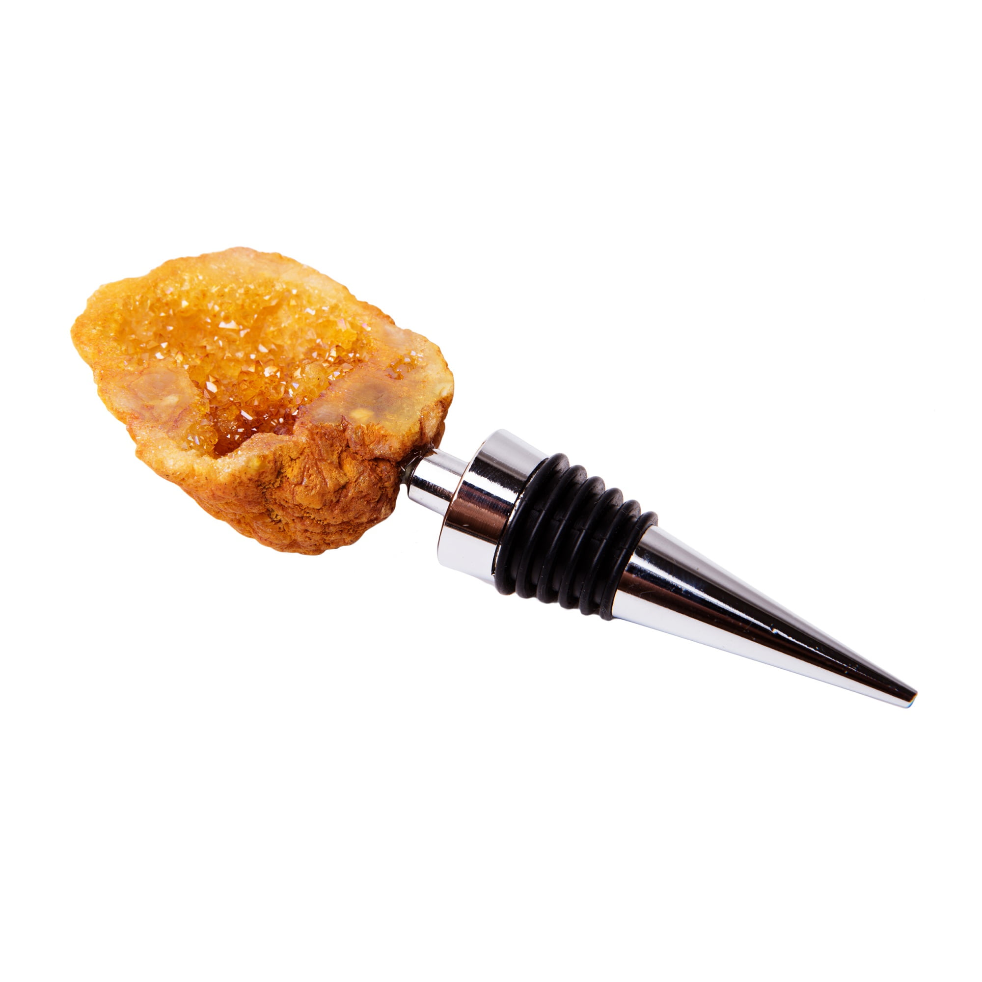 GC Home & Garden 5" Yellow Lemon Aura Half-Geode Quartz Bottle Gem ...