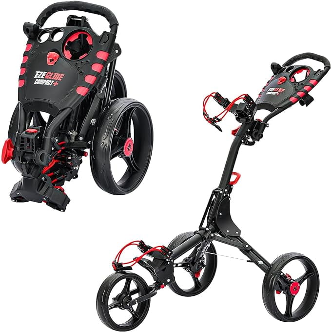 GC408 Folding Golf Push Cart, 3 Wheel Golf Trolley Lightweight Golf Bag ...