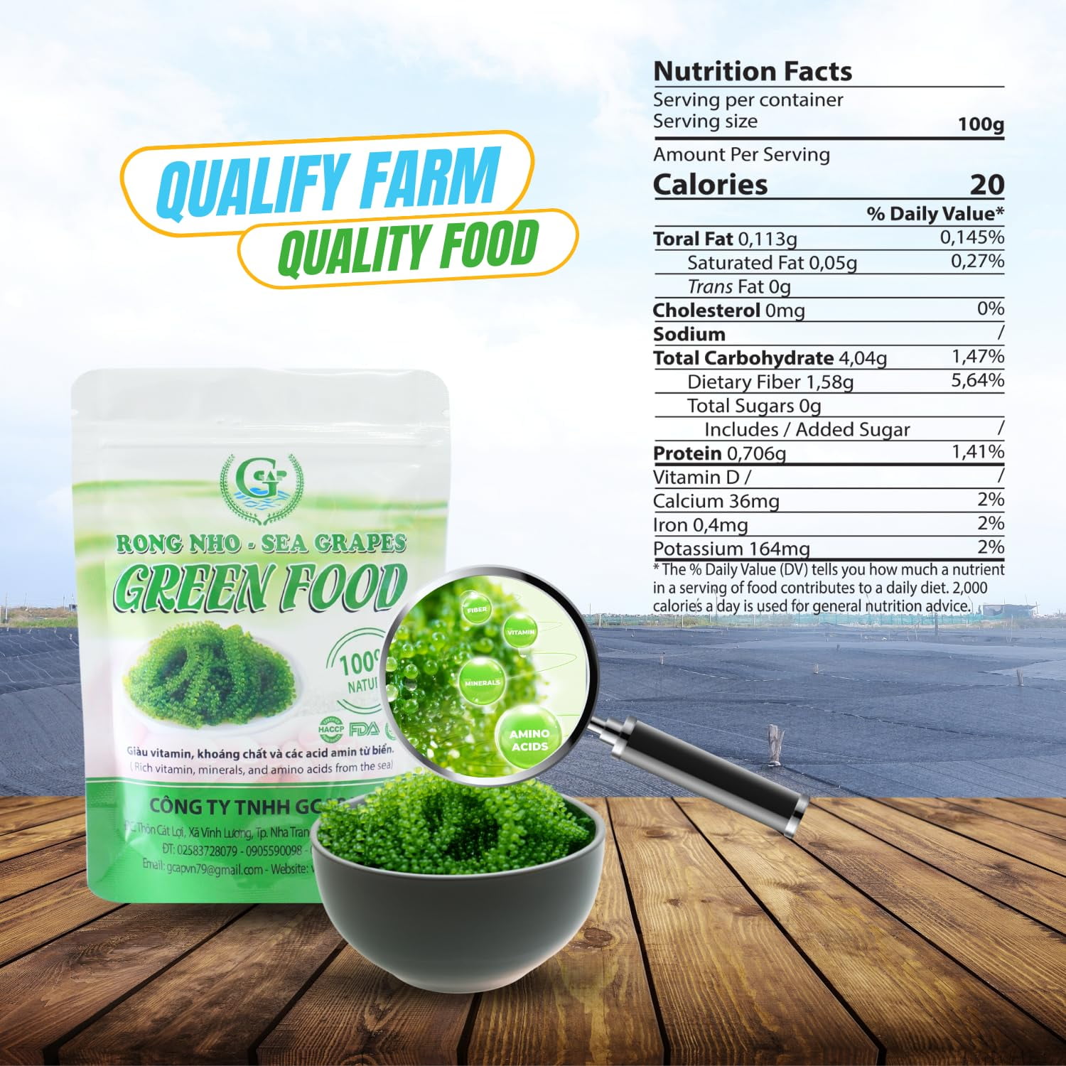 GCAP Sea Grapes SCH4 Green Food - 3.53 OZ/100g, Dehydrated lato ...