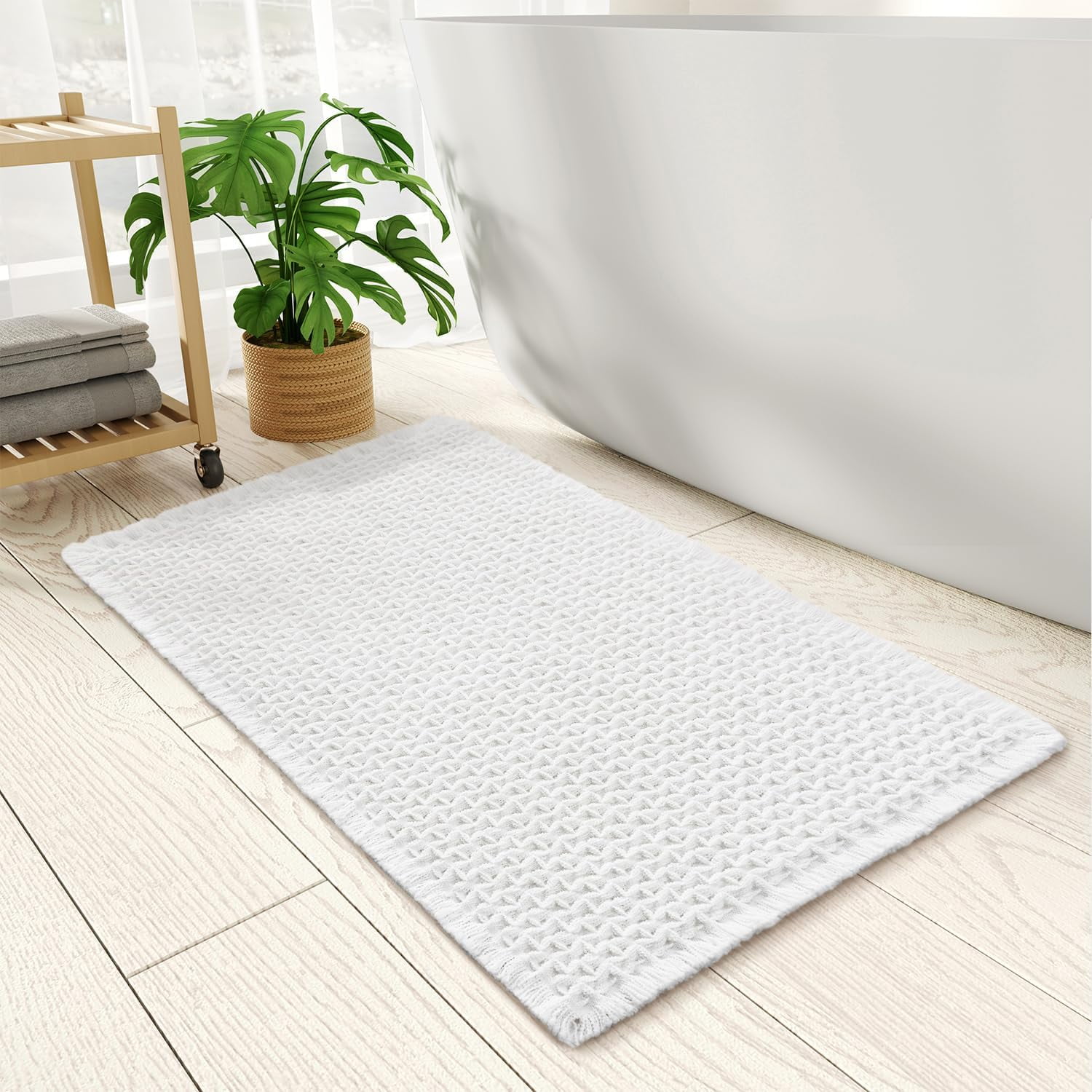 GCASLK-Checkered Bath Mat, Super Absorbent Non Slip Bath Mats for ...