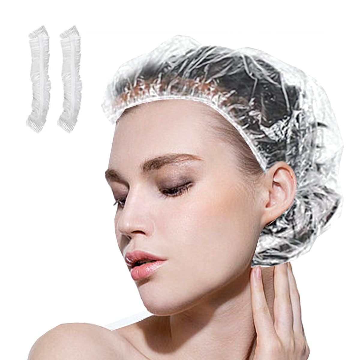 GCASLK-Disposable Shower Caps -100 pcs Waterproof Plastic Shower Caps ...