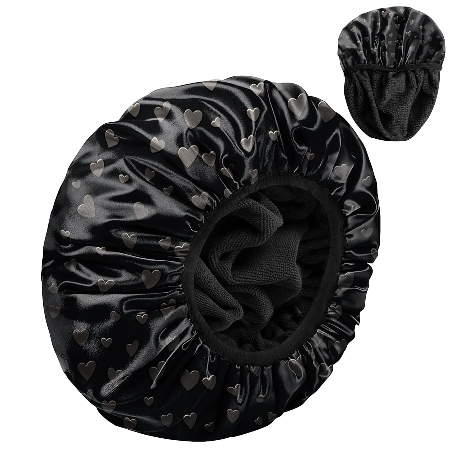 GCASLK-Luxury Shower Cap Terry Cloth Lined EVA Waterproof Reusable ...