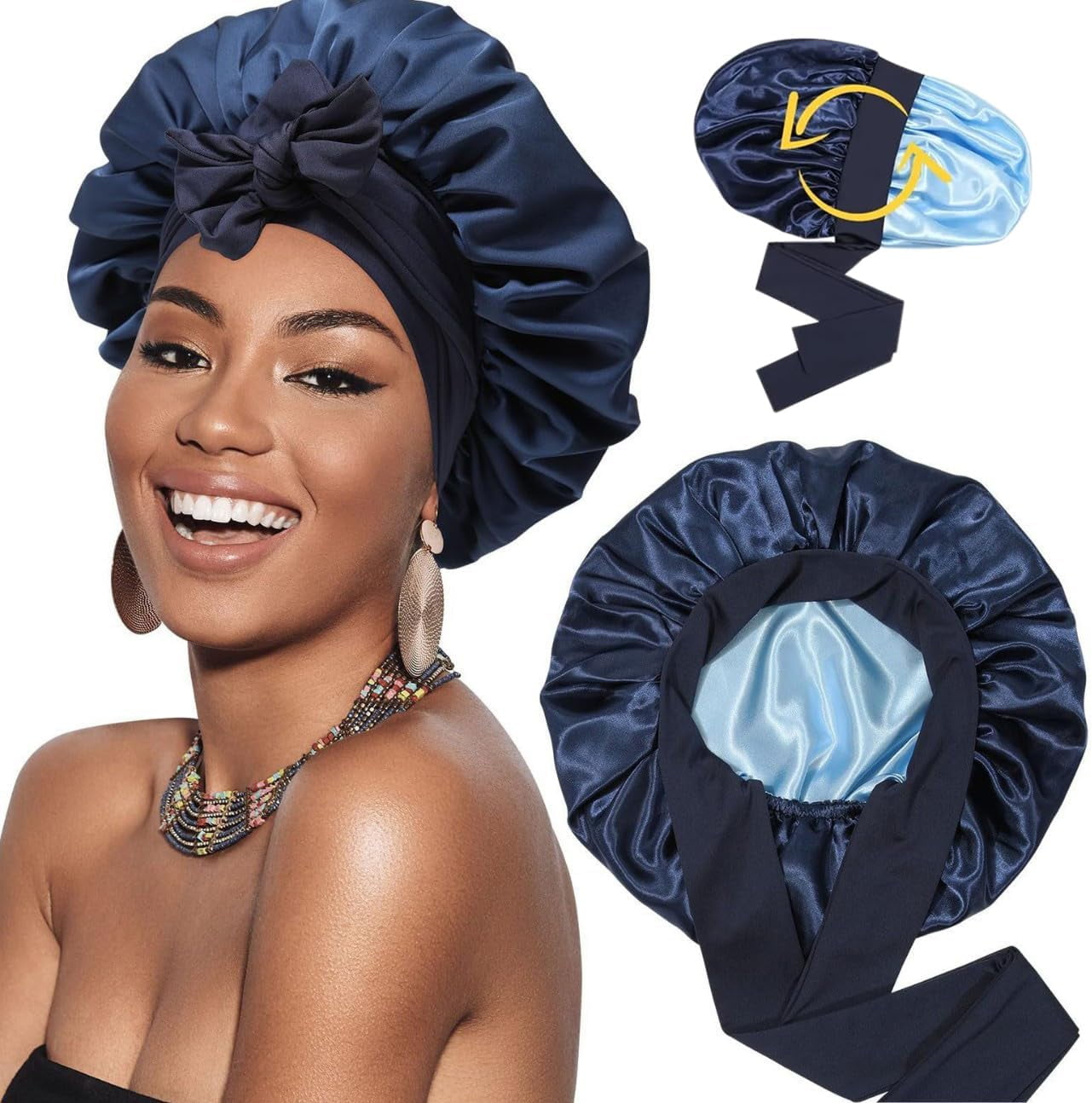 GCASLK-Satin Bonnet, Sleeping Cap Night Cap for Women Silk Sleeping Hat ...