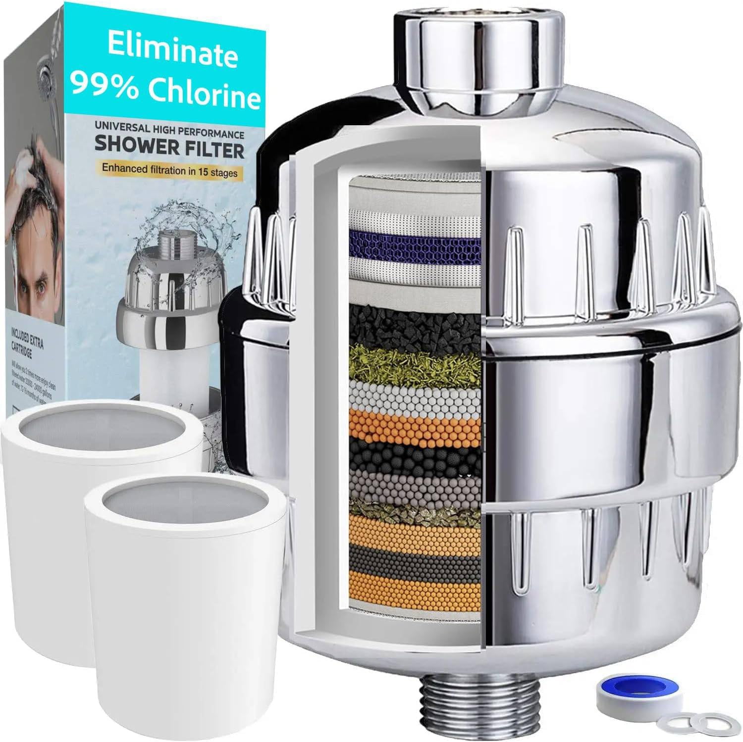 GCASLK-Shower Water Filter For Hard Water Removes Chlorine Fluoride ...