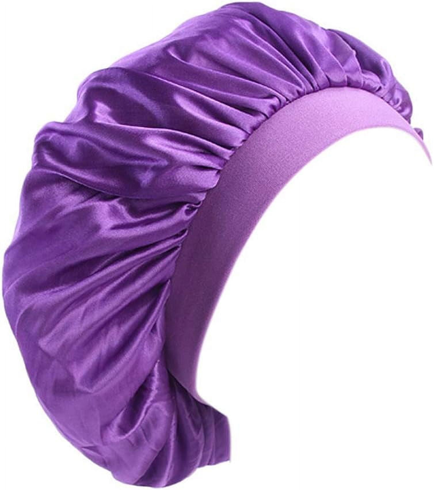 GCASLK-Soft Satin Silk Salon Bonnet Night Sleeping Wide Band Hat Hair ...