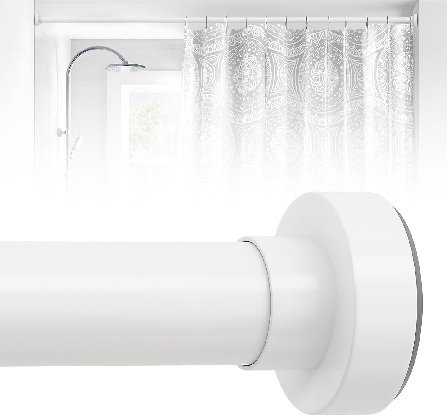 GCASLK-White Shower Curtain Rod 27 to 45Inch:Small Spring Tension ...