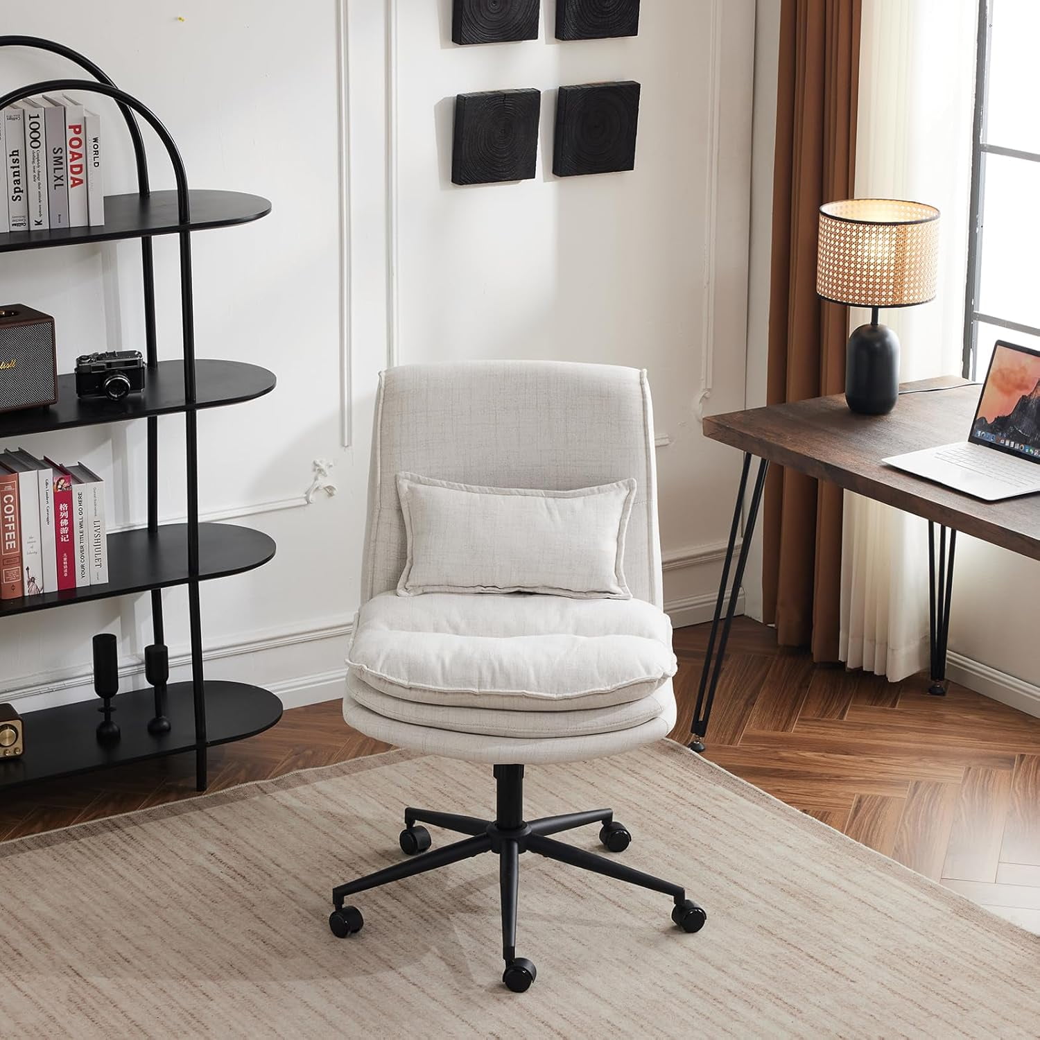 GCCP Criss Cross Chair Beige 24X26X40 Inch Armless Office Chair With ...