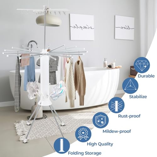 GCCSJ 3 Tier Portable Collapsible 4-Legged Clothes Drying Rack,Foldable ...