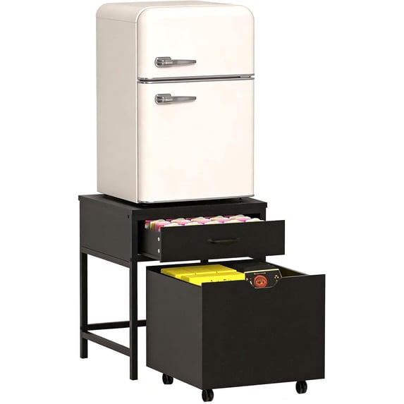 GCCSJ Mini Fridge Stand with Movable Storage Drawer, Heavy Duty Mobile ...