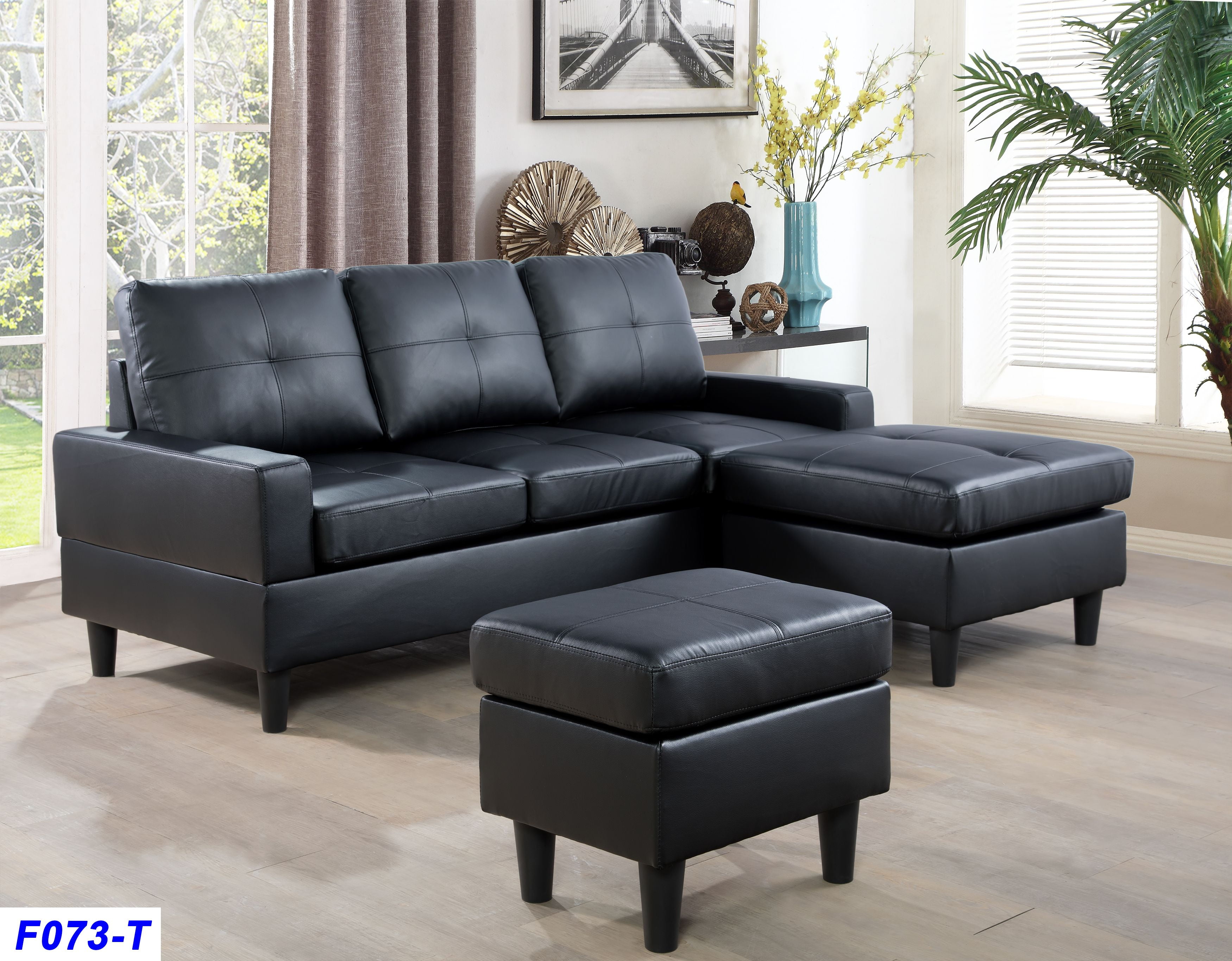 GCF Furniture Small 3 Seats L Shape Simple Sectional Sofa Couch Set ...