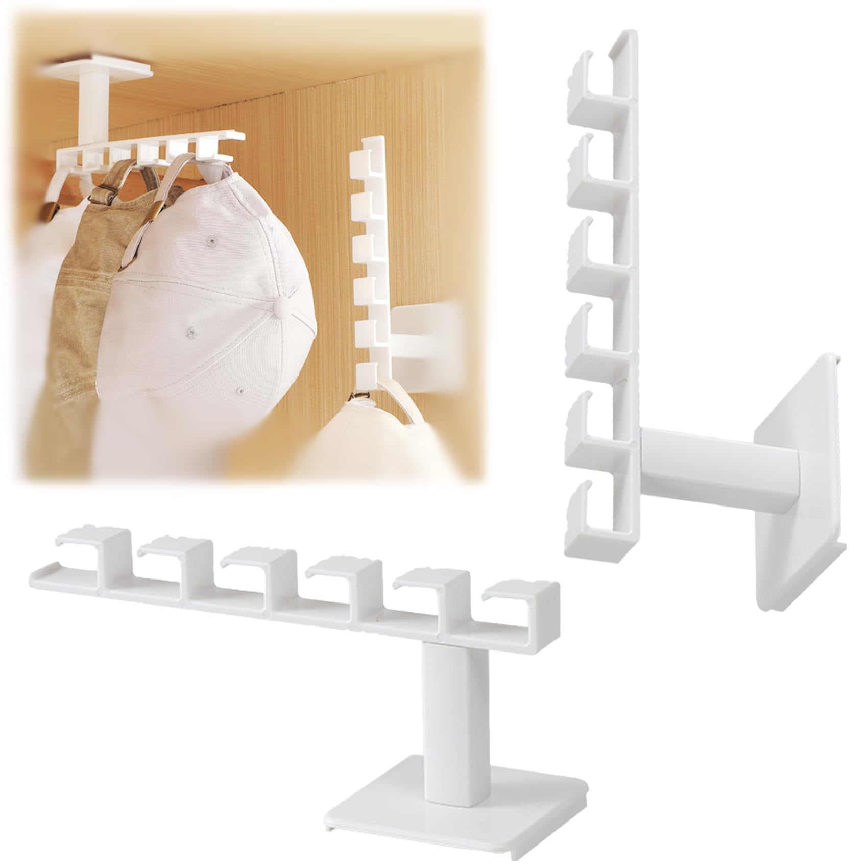 GCFTIFF 2pcs Wall Mounted Hat Hook, Baseball Hat Organizer, Strong ...