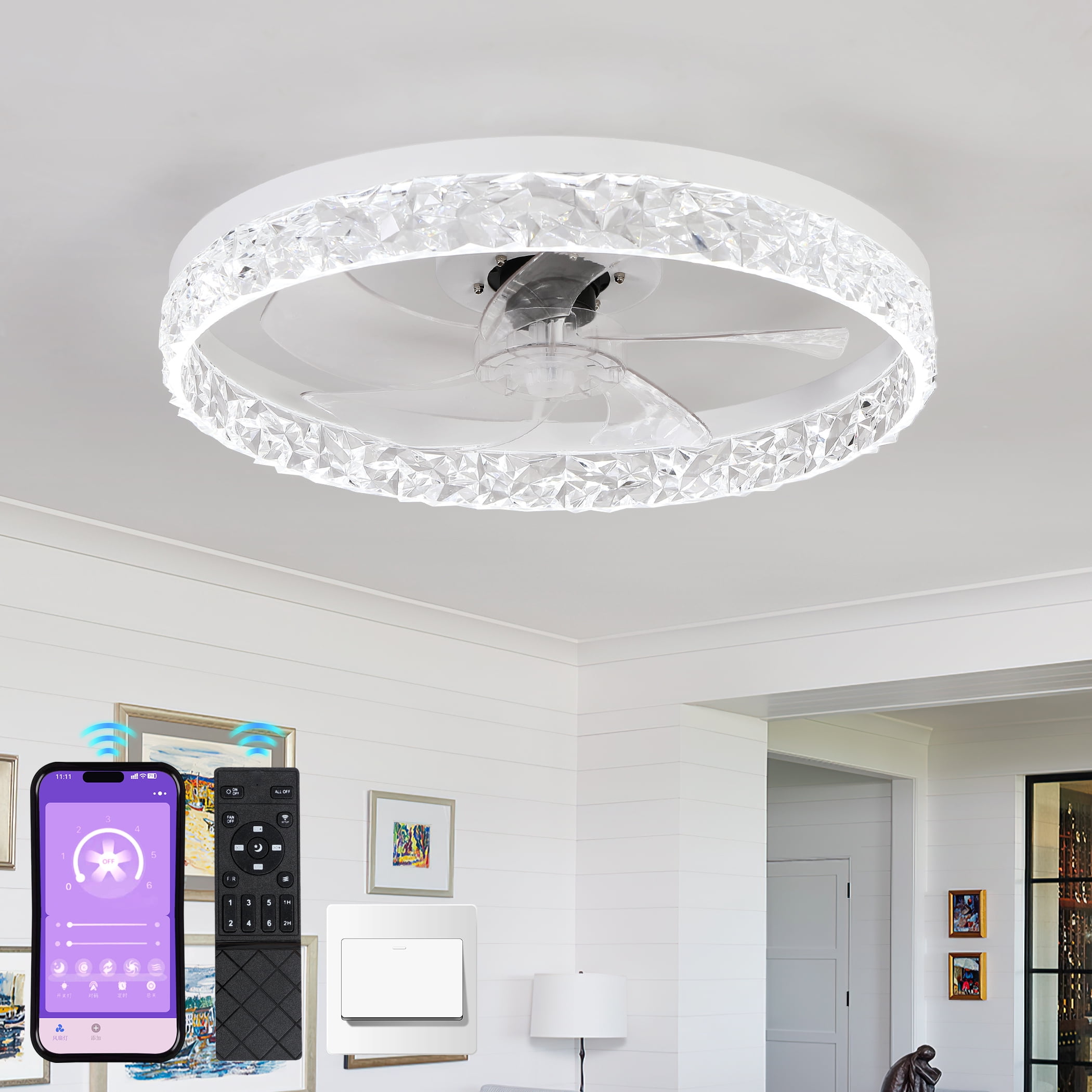 GCGAFUL 19.69" Ceiling Fan with Light and Remote, Dimmable Flush Mount ...