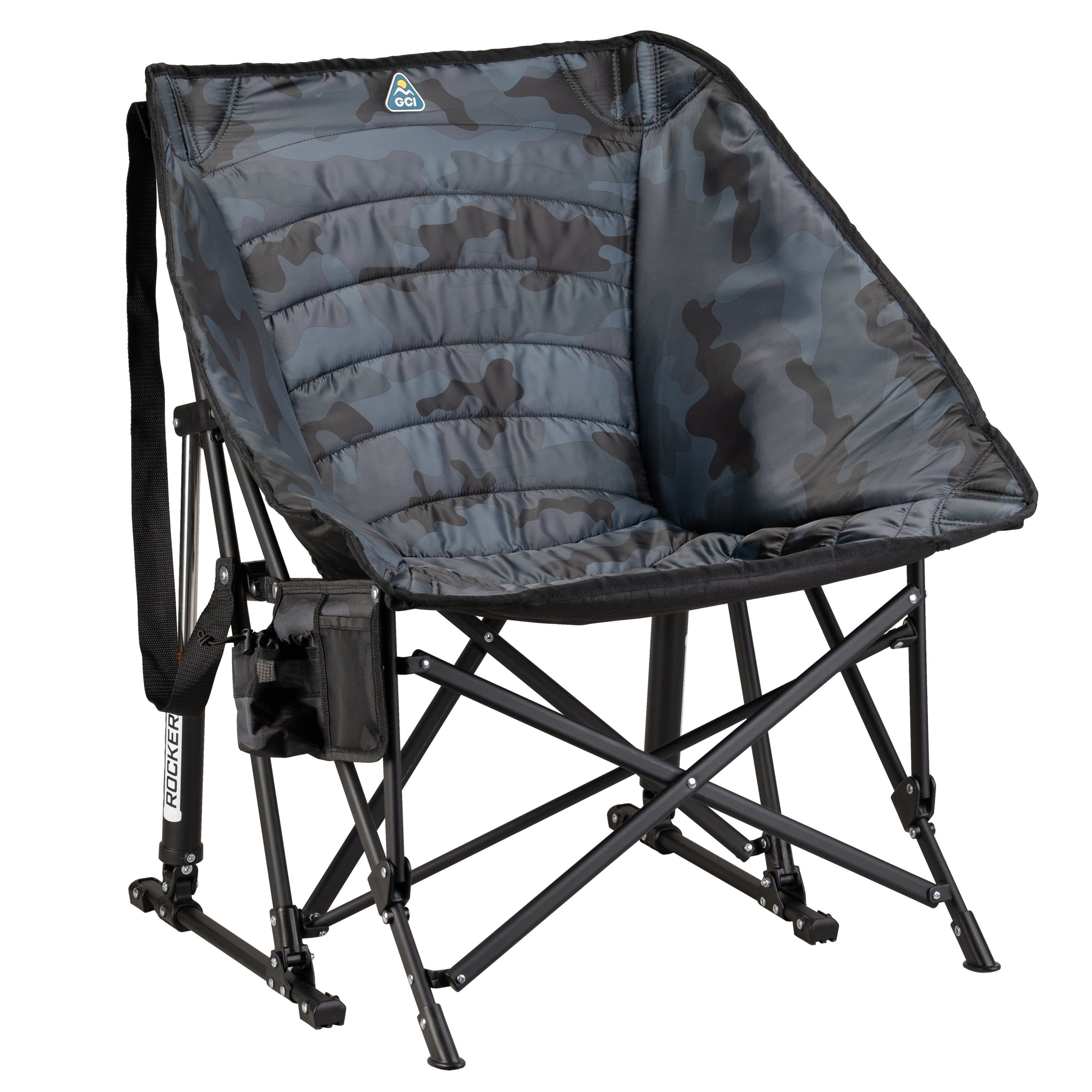 GCI Outdoor Puff Rocker Foldable Insulated Rocking Camp Chair, Stealth ...