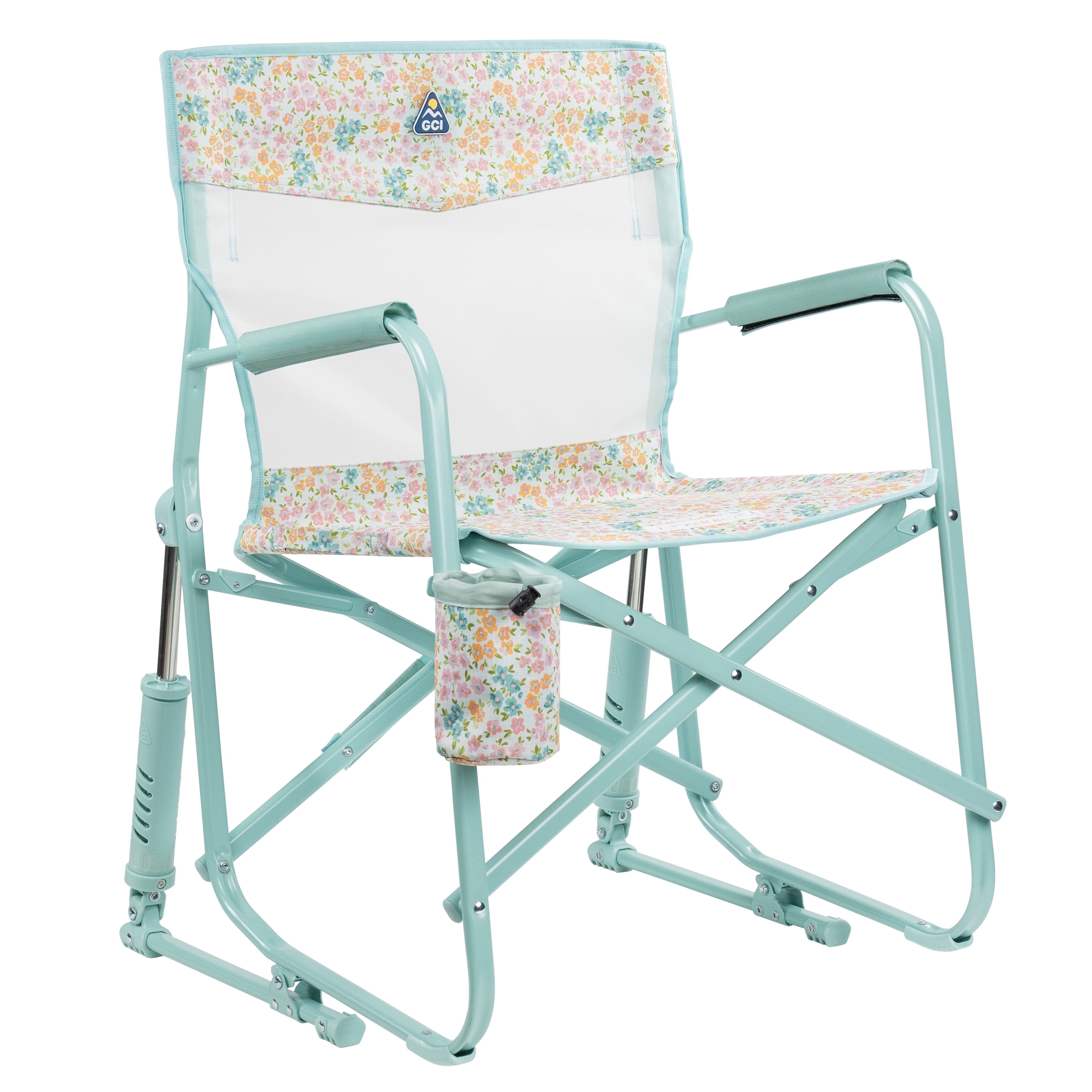 GCI Outdoor Freestyle Rocker Elite Folding Rocking Camping Chair, Teal ...