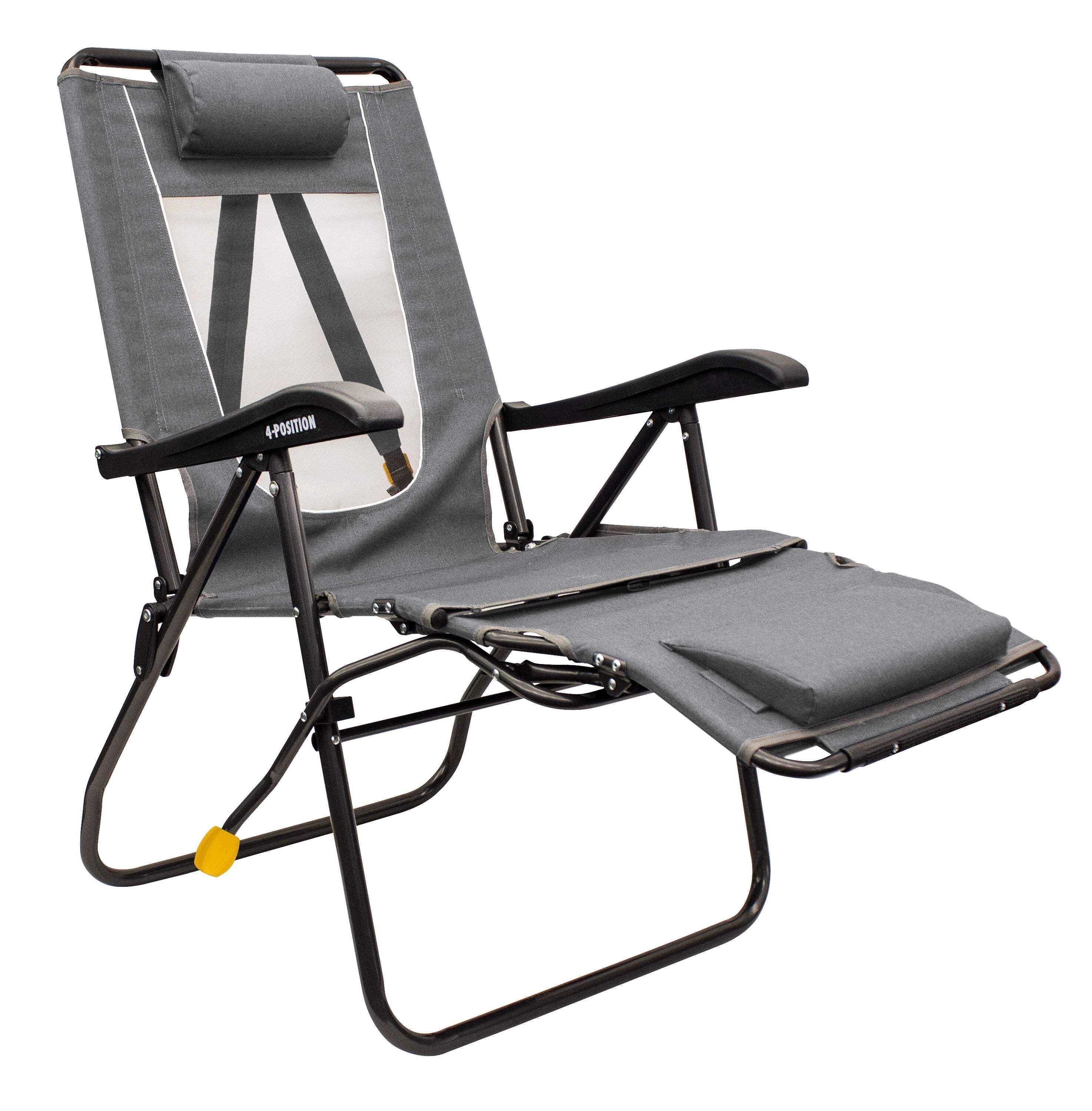 GCI Outdoor Legz Up Lounger Foldable Reclining Lounge Chair with Adjustable Legrest, Heathered ...