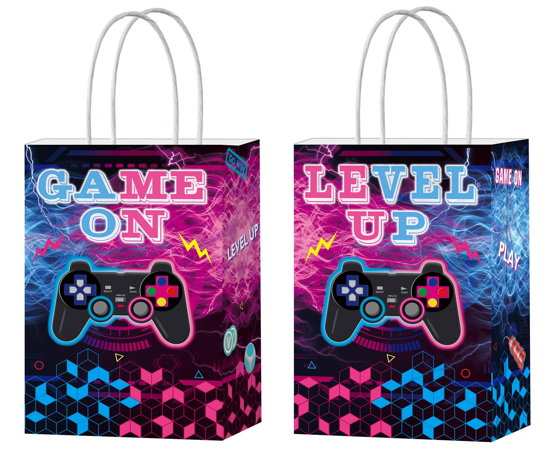GCKAROTO Hot Pink & Blue Video Game Party Bags - 12 Pack Gaming Themed ...