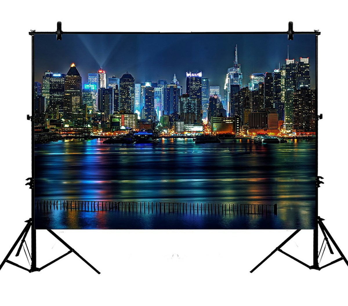 GCKG 7x5ft NYC New York City Colorful Buildings At Night Polyester ...