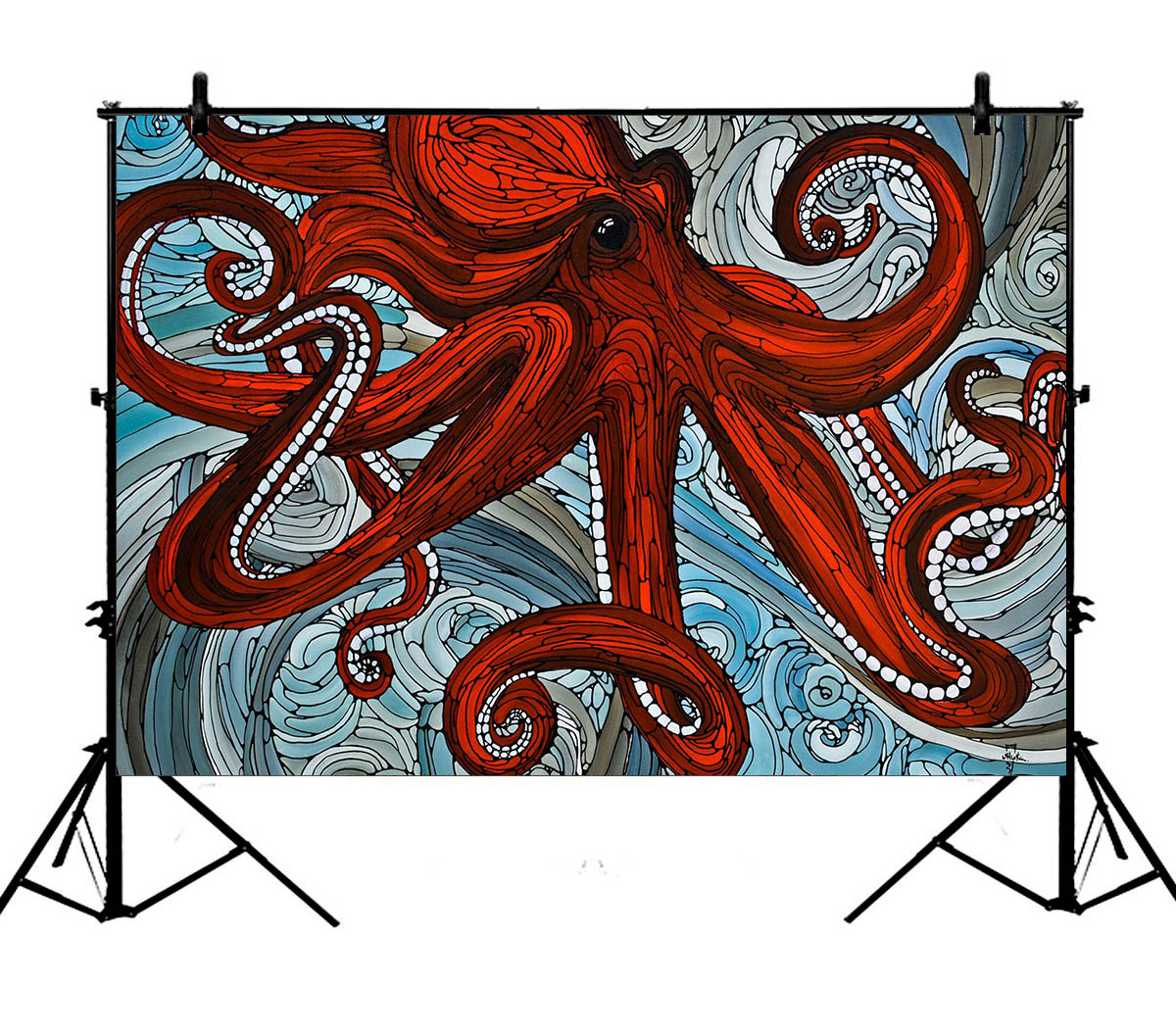 GCKG 7x5ft Octopus Photography Backdrop,Red Octopus Polyester ...