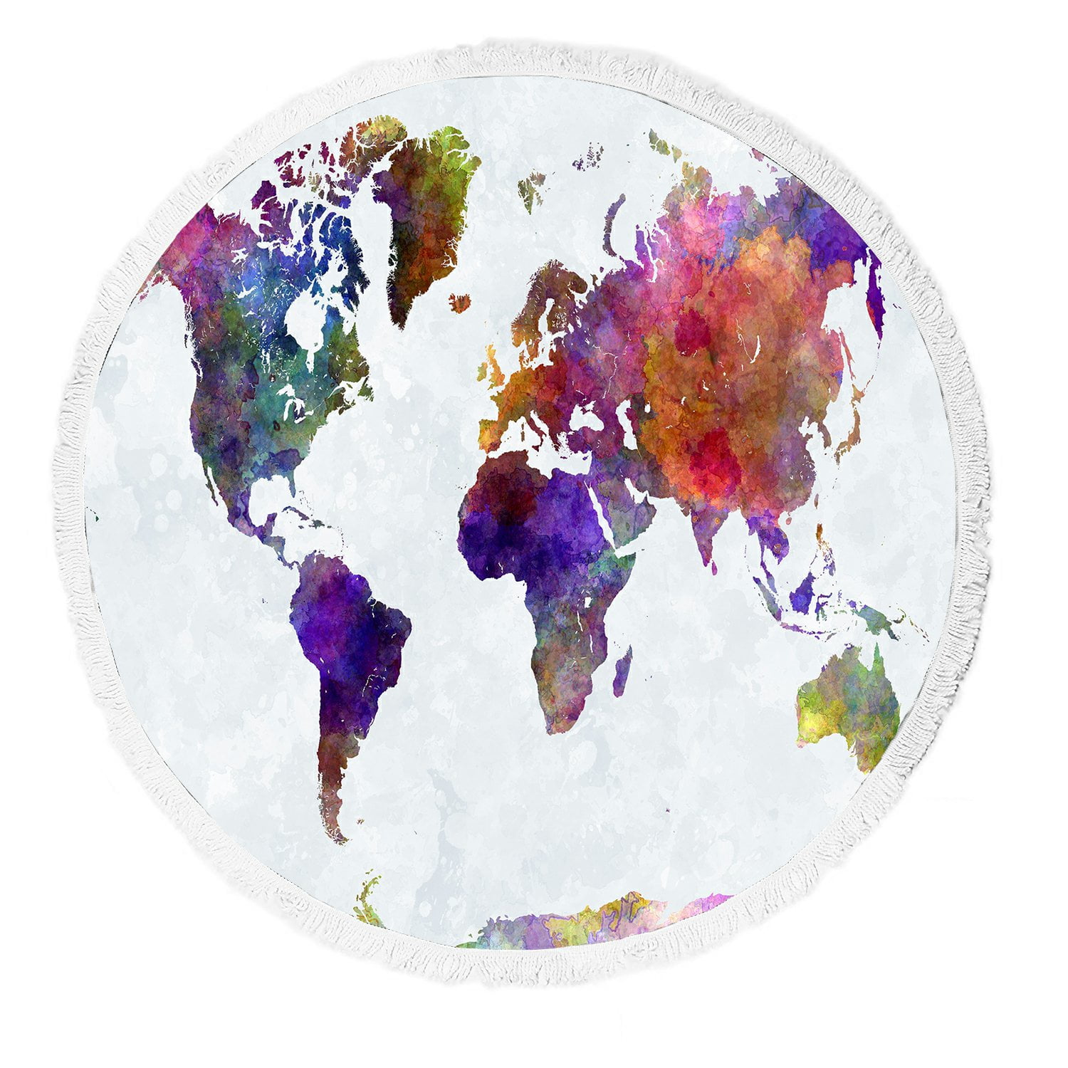 GCKG Abstract Art Splatter Painting Beach Towel, Watercolor World Map ...