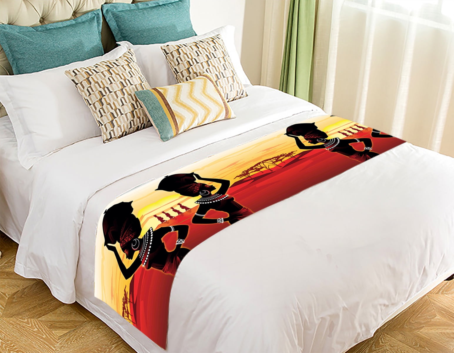 GCKG African Woman Bed Runner,African Woman Bed Runner Bedding Scarf ...