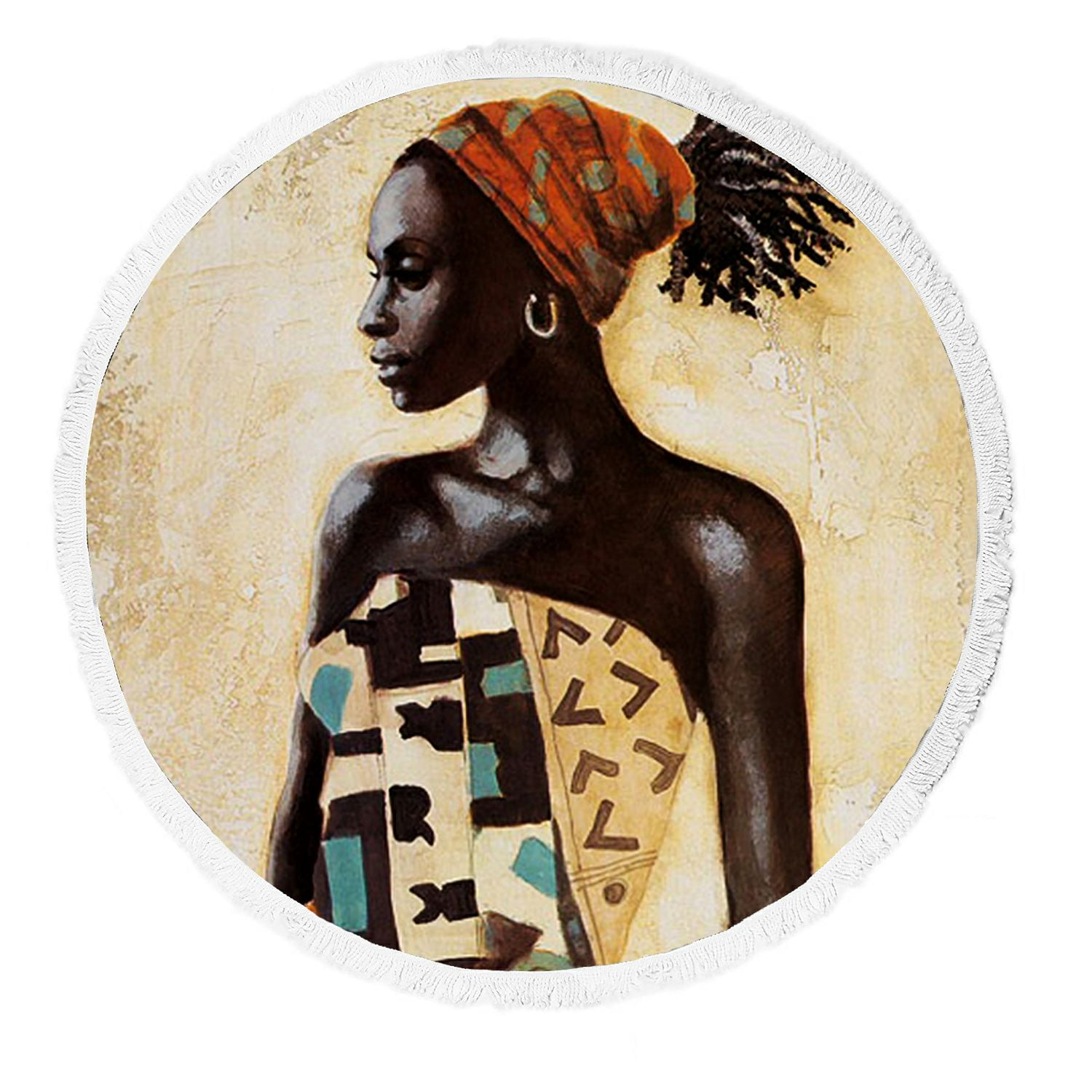 GCKG African Woman Round Beach Towel Beach Mats Beach Shawl Beach ...