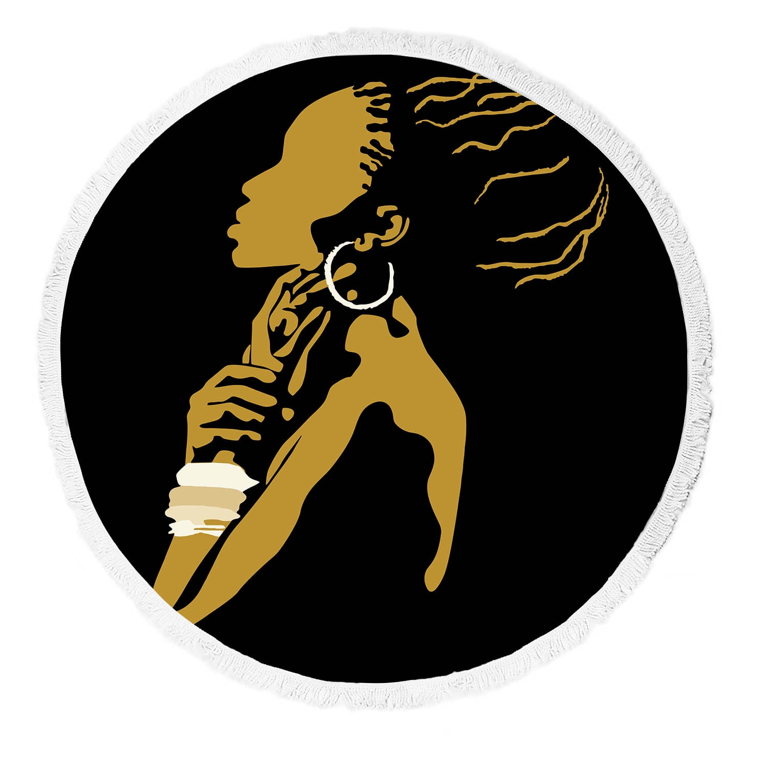 GCKG African Woman Round Beach Towel Beach Mats Beach Shawl Beach ...