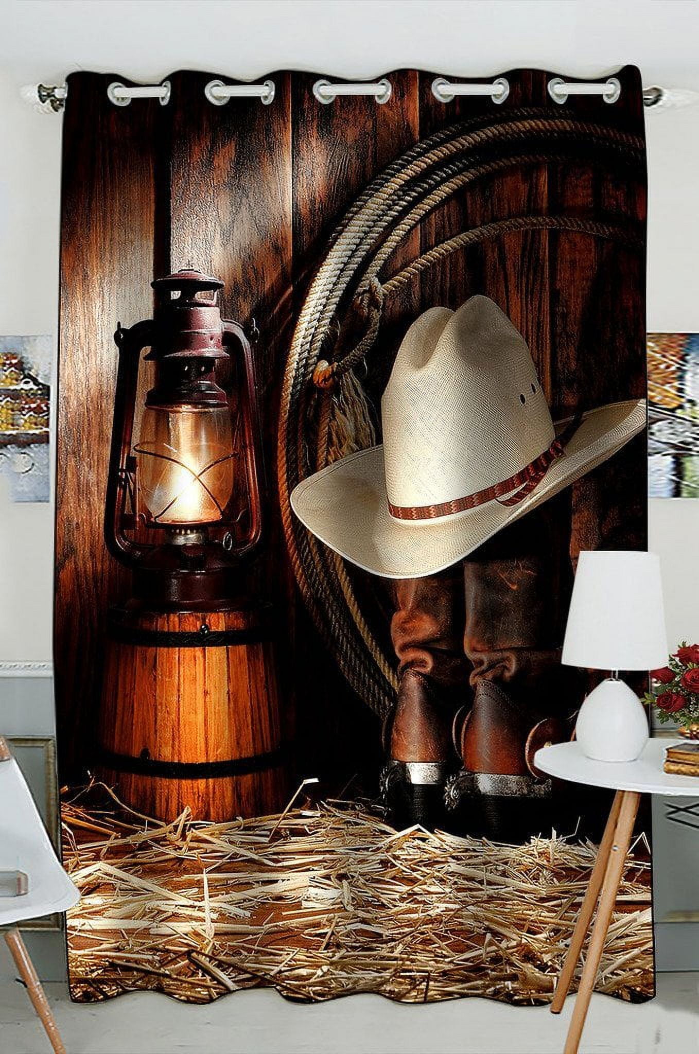 GCKG American West Rodeo Cowboy Hat Boots Window Curtain Kitchen ...
