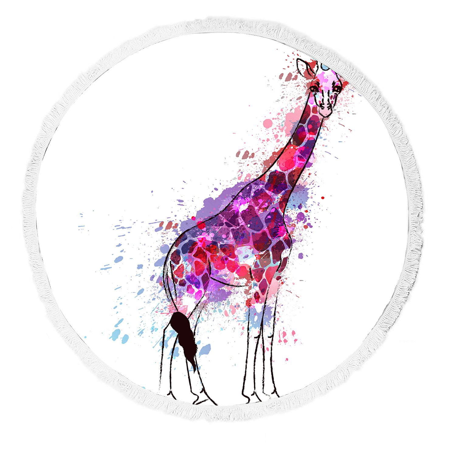 GCKG Animal Beach Towel, Cute Watercolor Giraffe Beach Towel Beach ...
