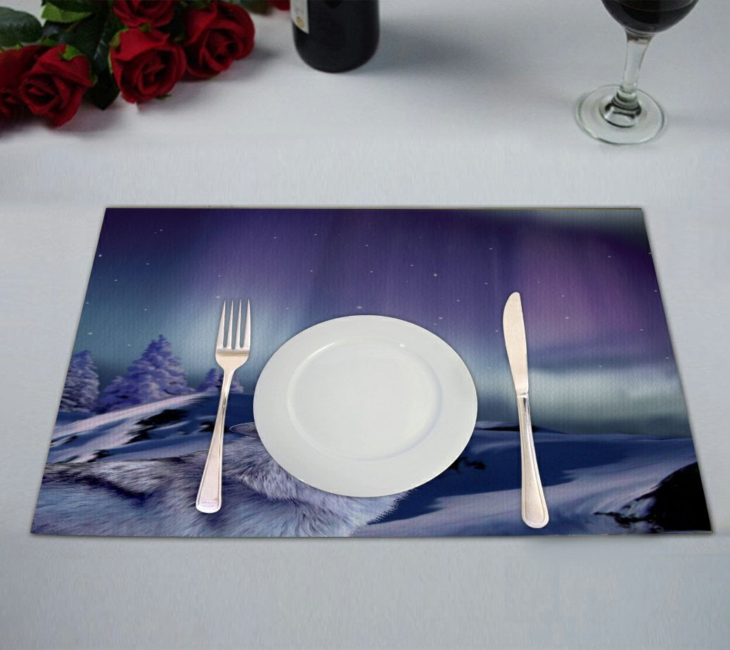 GCKG Animal Placemat, Wolf Howling in Forest Placemat 12x18 Inch,Set of ...