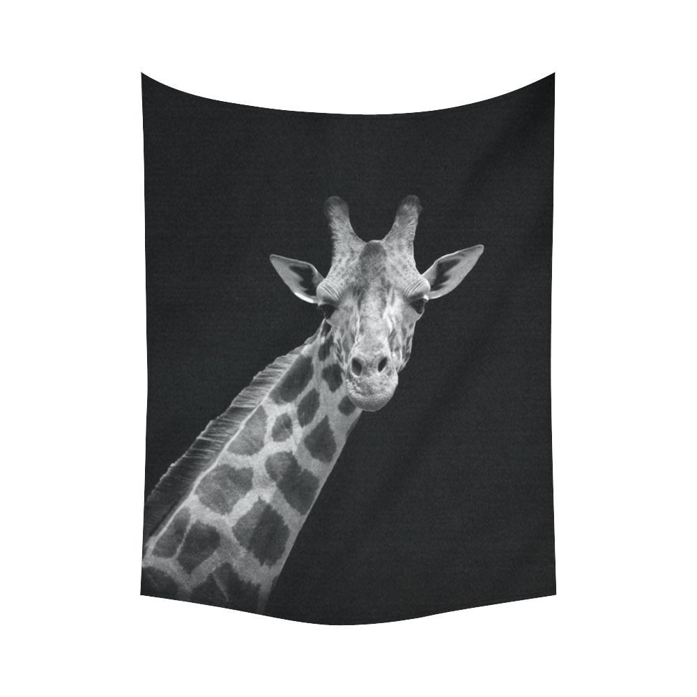 GCKG Animal Portrait Black and White Giraffe Tapestry Wall Hanging ...