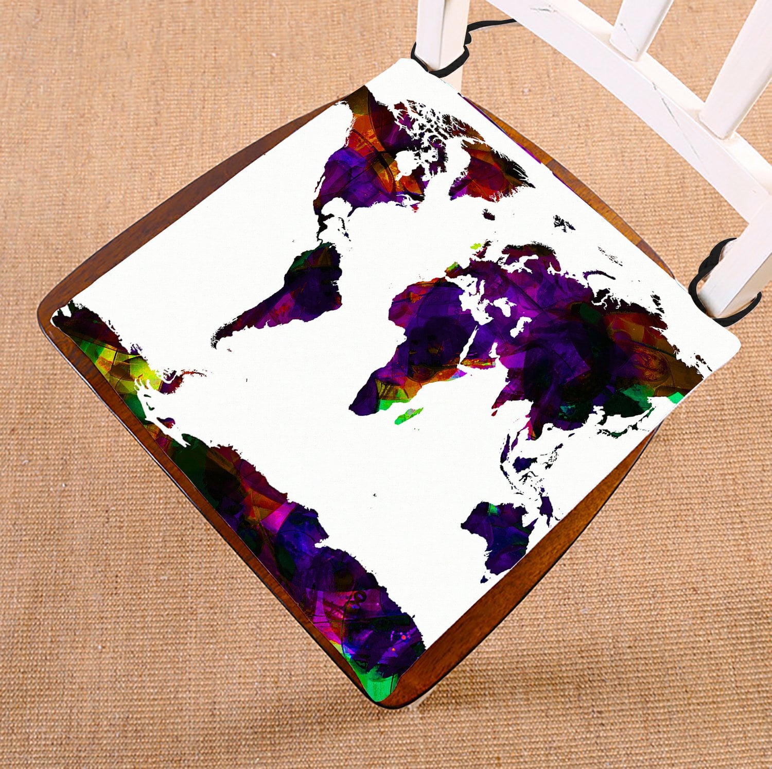 GCKG Art World Map Chair Pad Seat Cushion Chair Cushion Floor Cushion ...