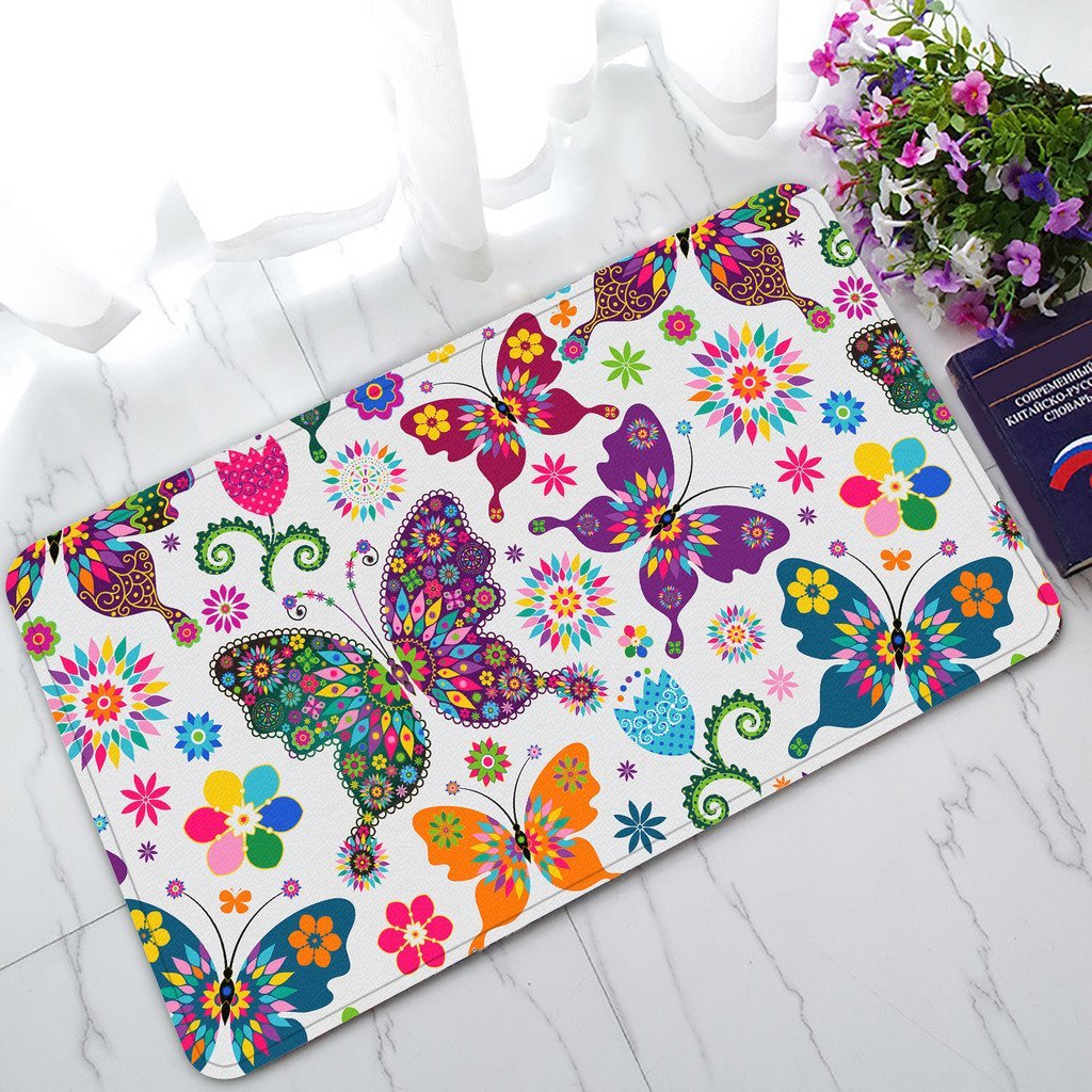 GCKG Beatiful Flying Butterflies Non-Slip Doormat Indoor/Outdoor ...