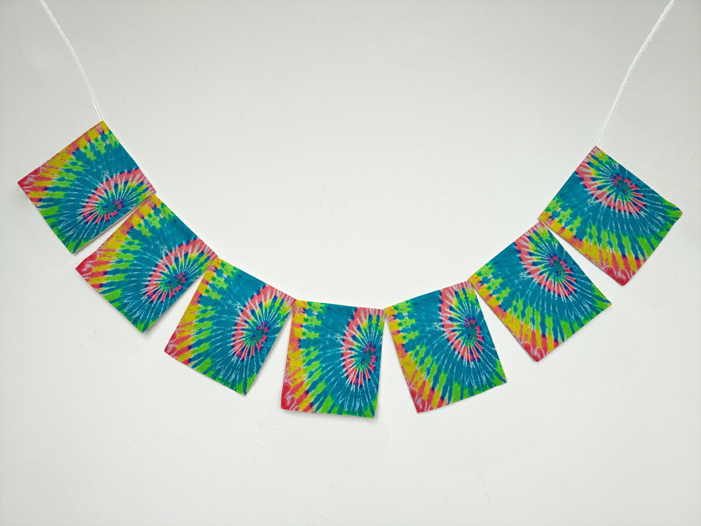 GCKG Beautiful Muti-Color Tie Dye Swirl Pattern Banner Bunting Garland ...