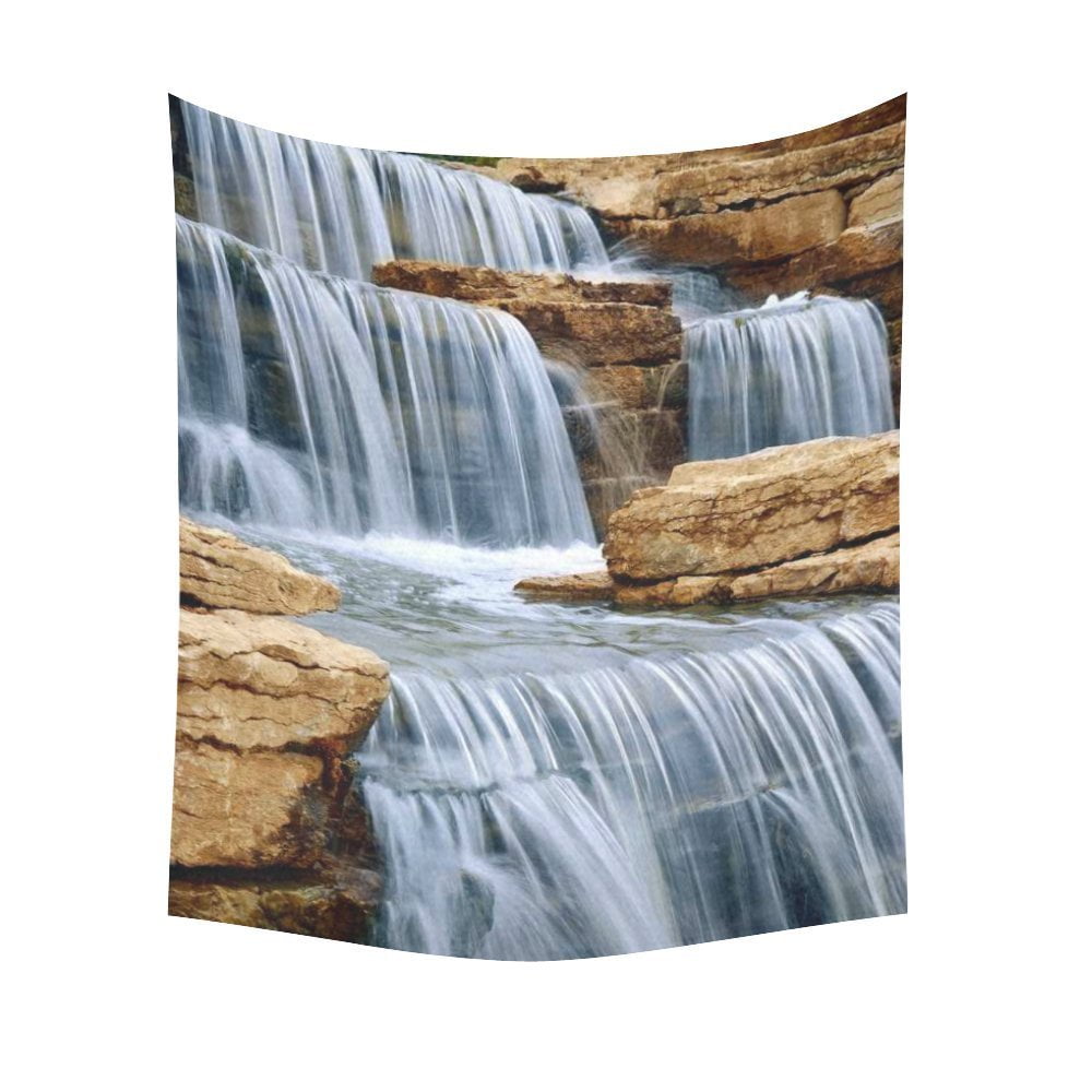 GCKG Beautiful Natural Stone Waterfall Tapestry Wall Hanging Water ...
