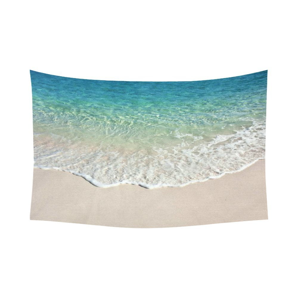 GCKG Blue Ocean Wave Sand Beach Tapestry Wall Hanging Summer Tropical ...