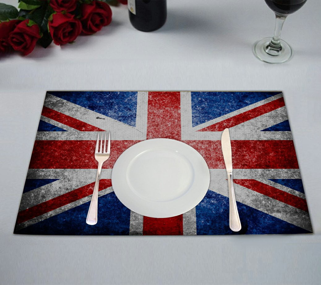 GCKG British Flag Placemat, Union Jack Flag Vintage Style Placemat ...
