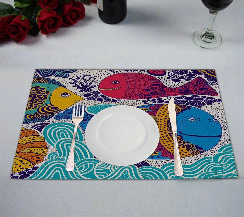 GCKG Cartoon Fish Placemat 12x18 inches Set of 2 - Walmart.com