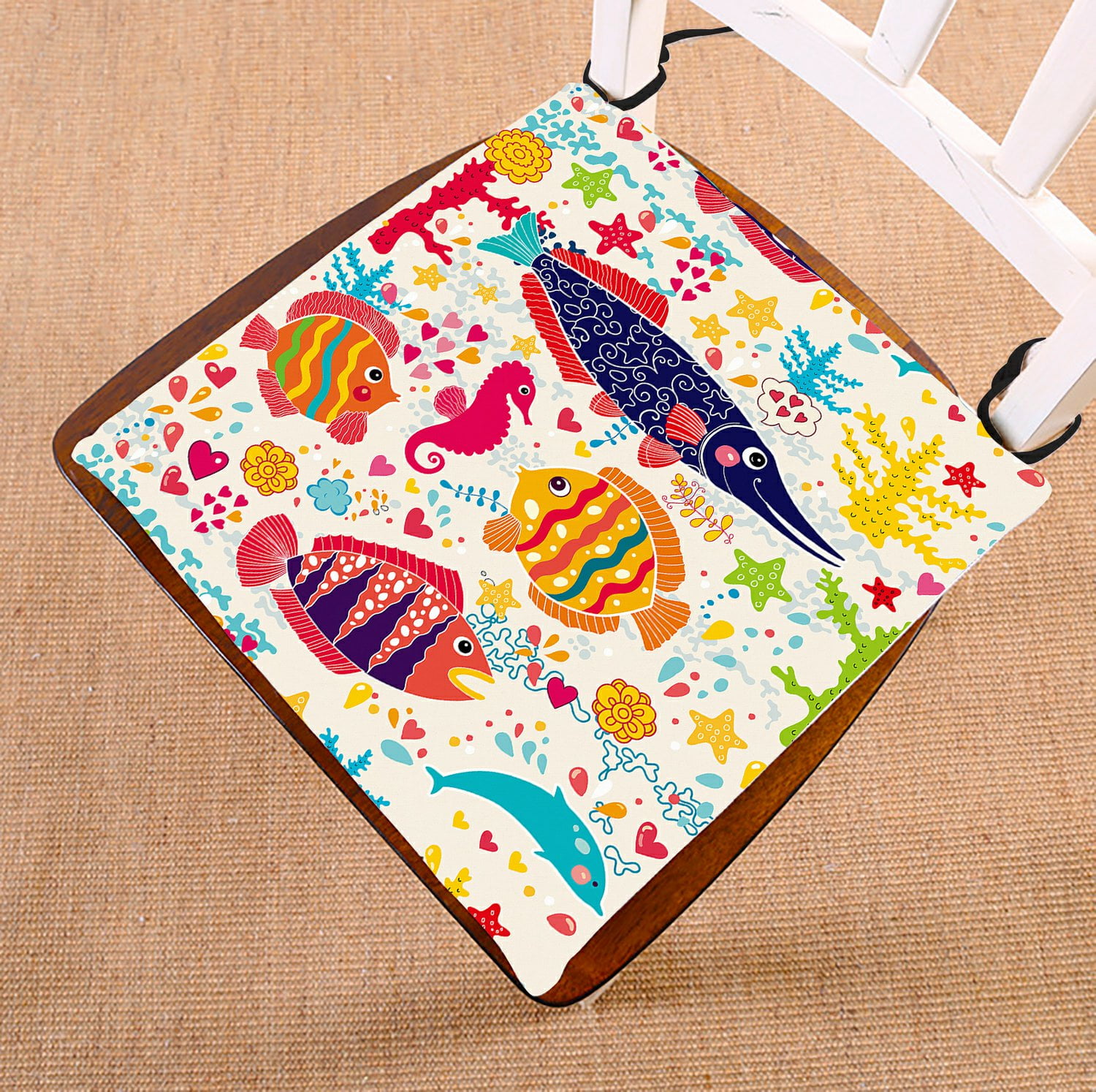 GCKG Cartoon Underwater Sealife Shell Fish Chair Pad Seat Cushion Chair ...