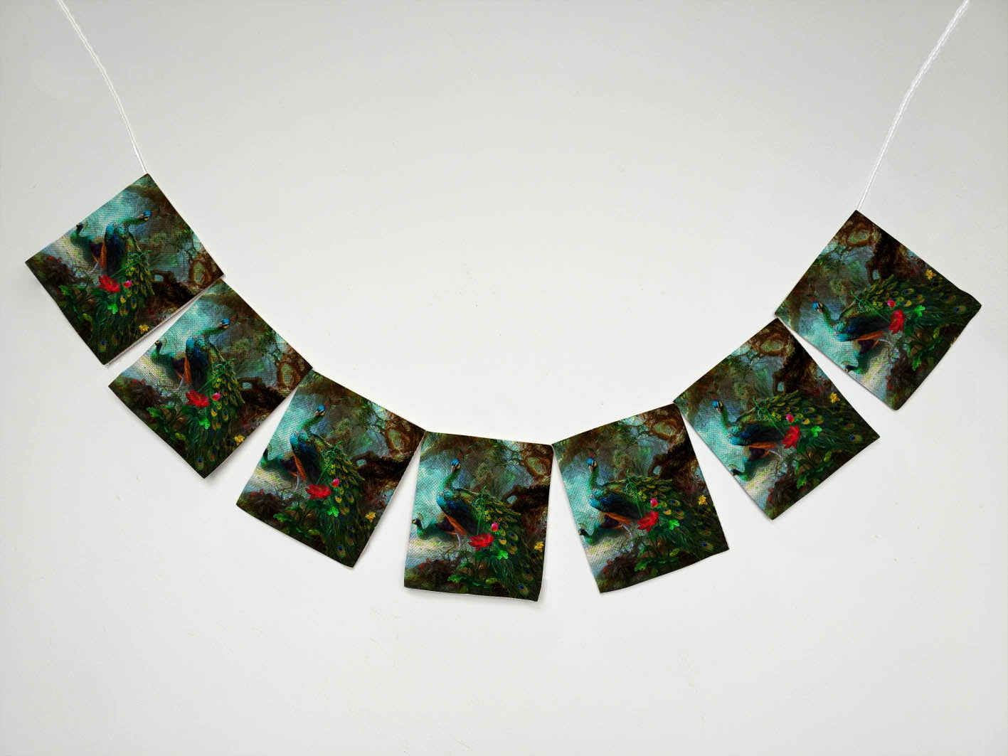 GCKG Charming Peacocks in the Jungle Banner Bunting Garland Flag Sign ...