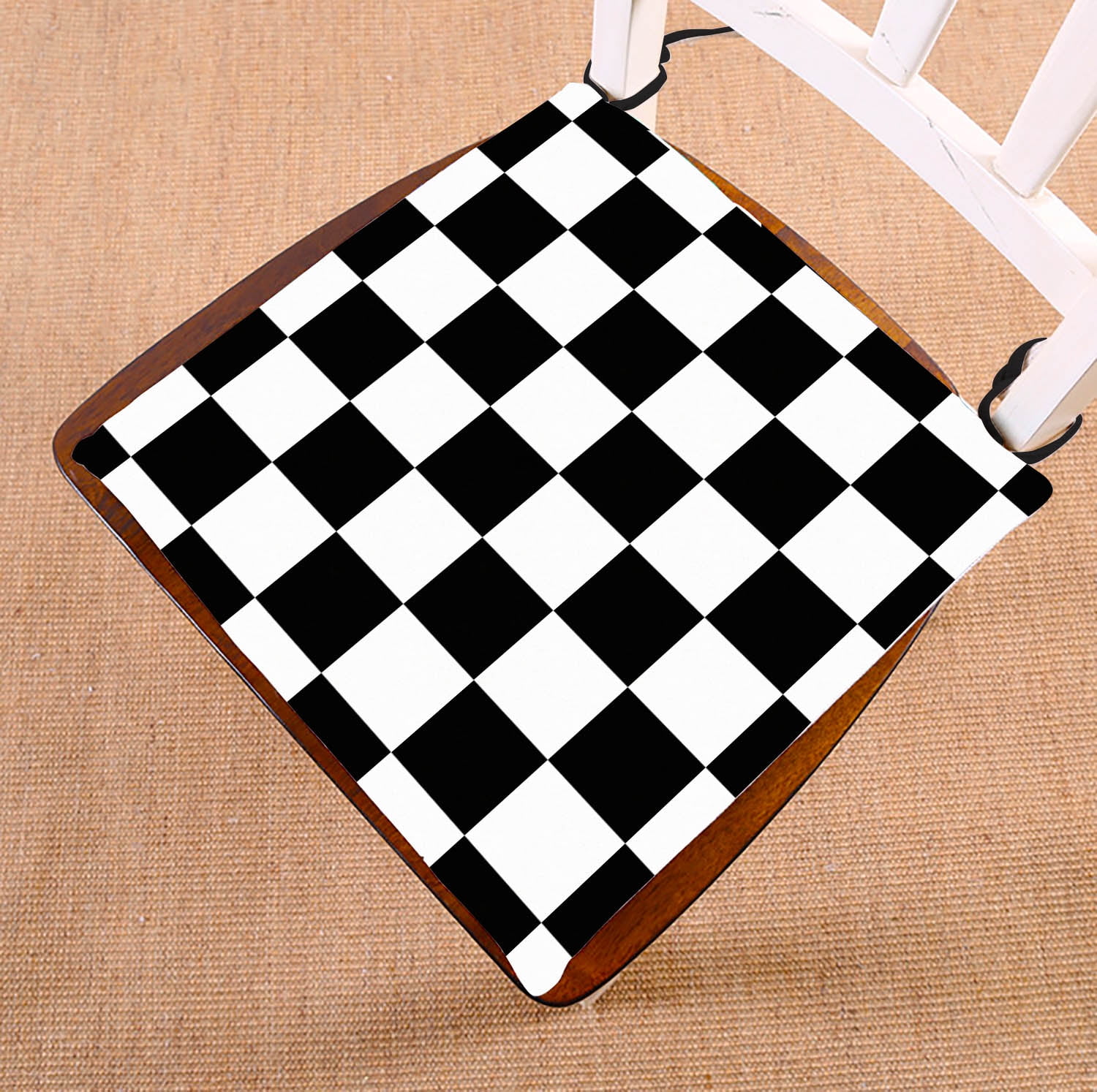 GCKG Checkered Chair Cushion,Black White Checkered Pattern Chair Pad ...