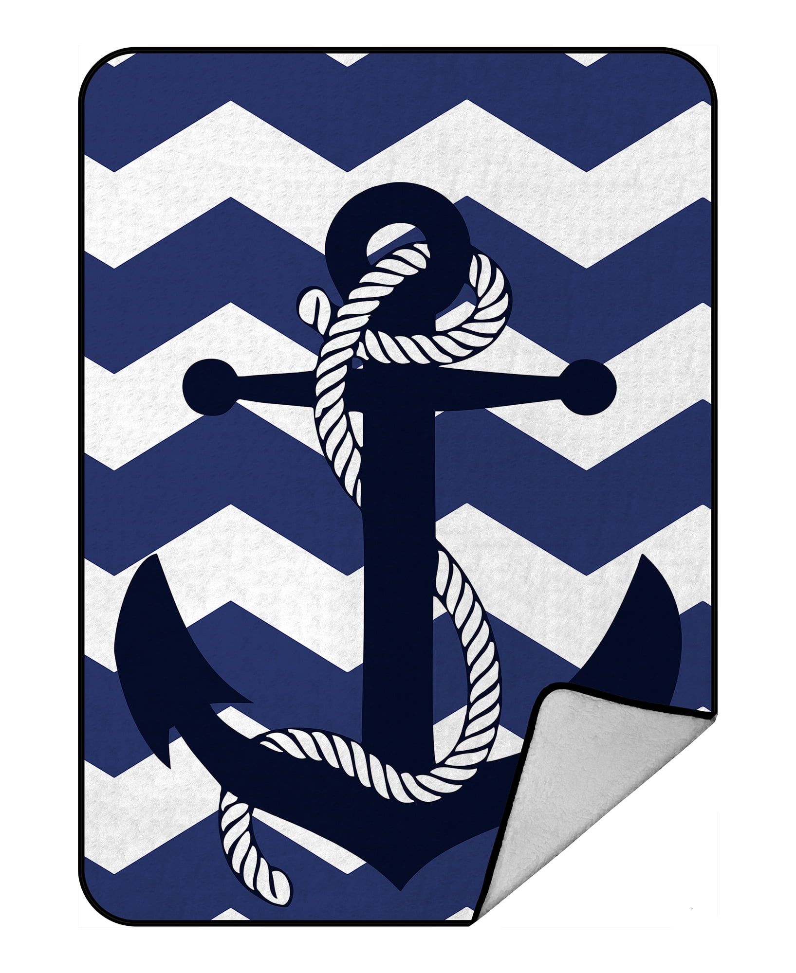 GCKG Chevron Blanket,Amazing Chevron Anchor With Navy Blue Chevron ...
