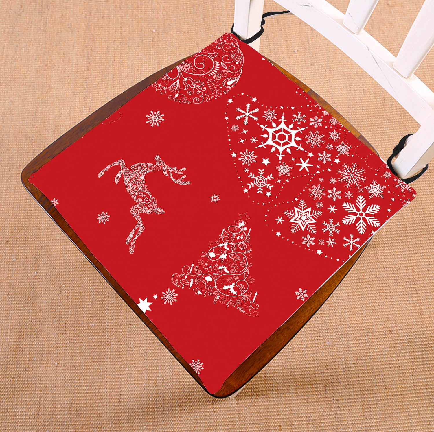 GCKG Christmas Chair Cushion,Xmas Merry Christmas Reindeer Red Chair ...